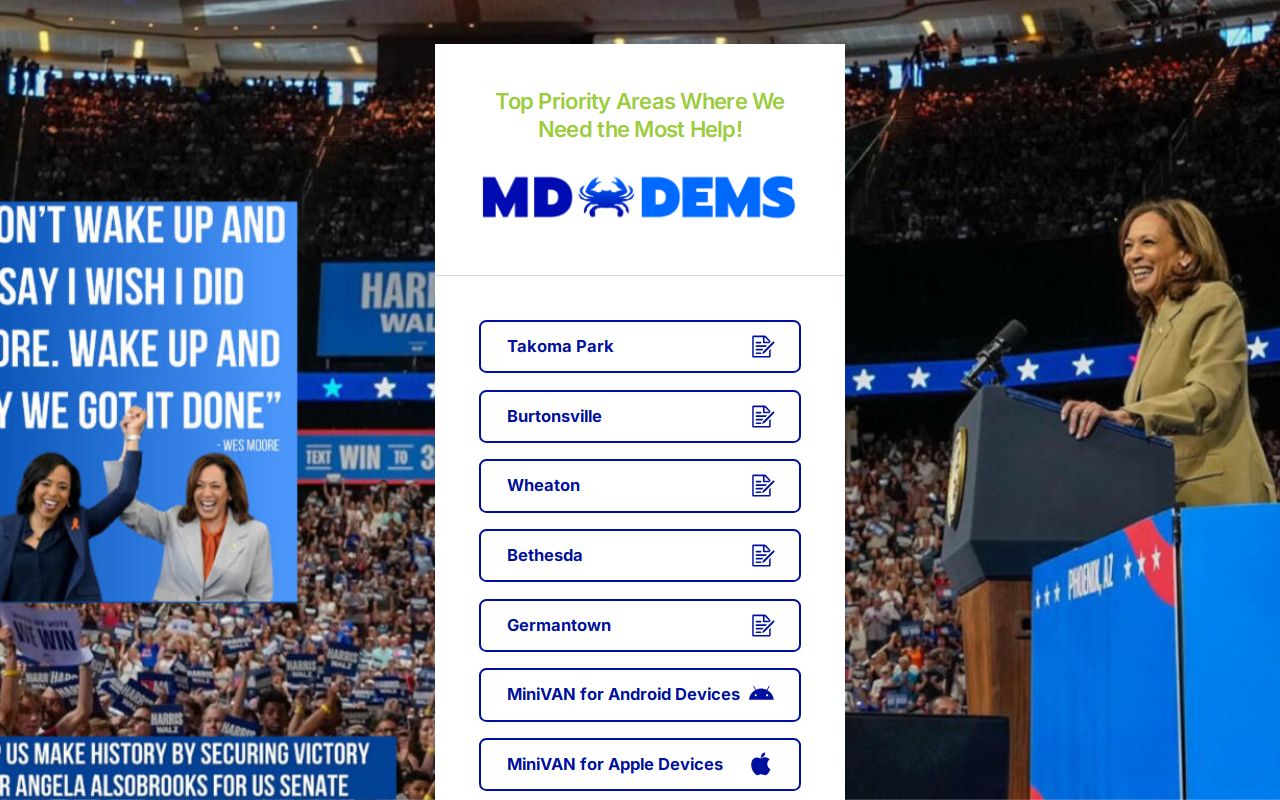 MD DEMS Coordinated Campaign Office In Silver Spring